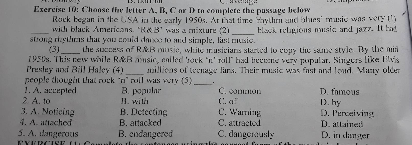 Résolu :normal Craverage Exercise 10: Choose the letter A, B, C or D to ...