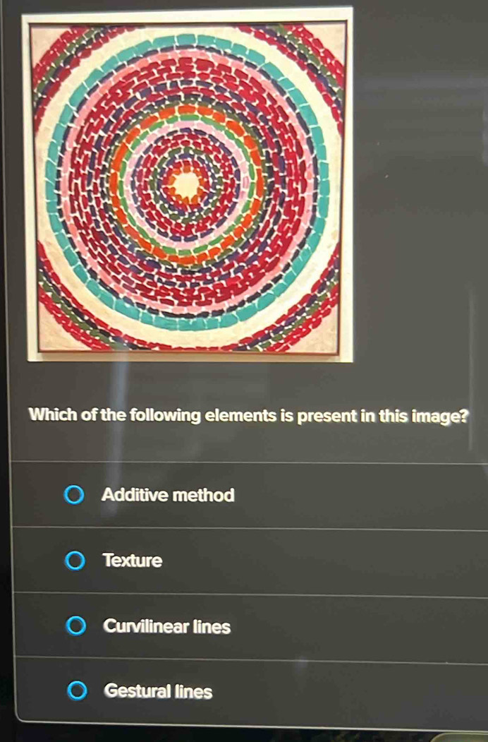 Solved: Which of the following elements is present in this image ...