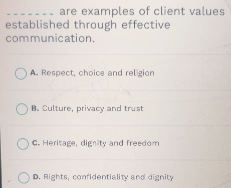 Solved: are examples of client values established through effective ...