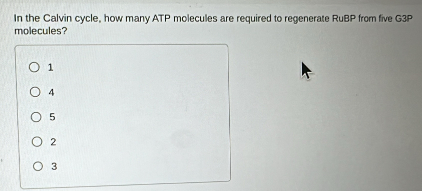 Solved: In the Calvin cycle, how many ATP molecules are required to ...