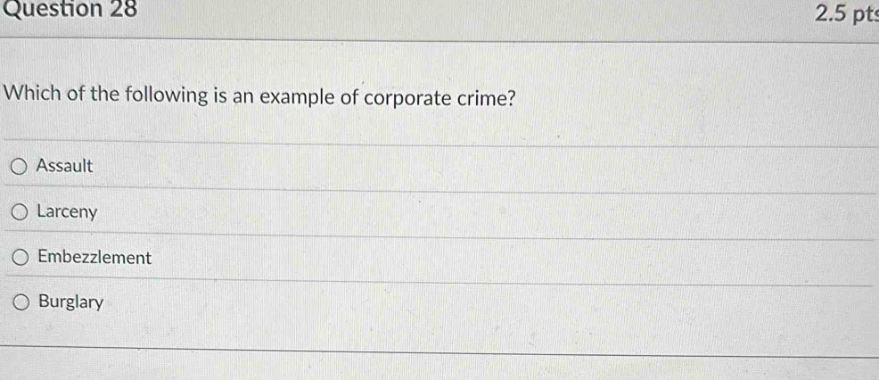 Solved: Which of the following is an example of corporate crime ...
