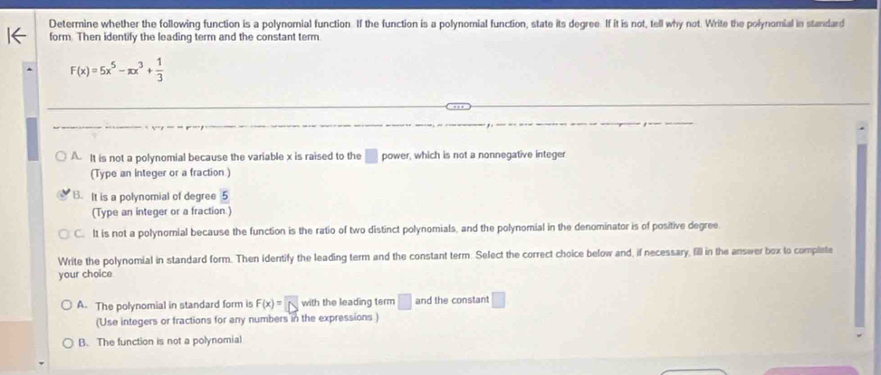 Solved: Determine whether the following function is a polynomial ...