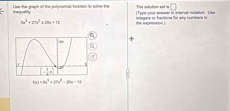 Solved: Use the graph of the polynomial function to solve the The ...