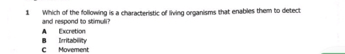 Solved: Which of the following is a characteristic of living organisms ...