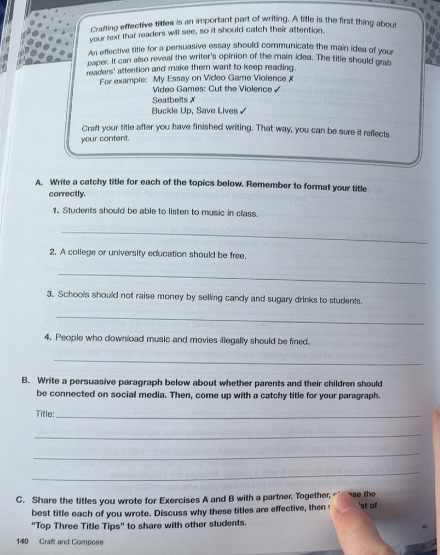 Solved: Crafting effective titles is an important part of writing. A ...