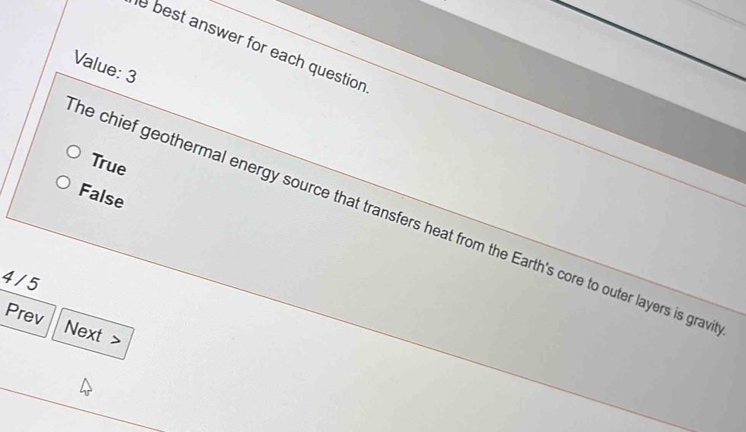 Solved: best answer for each question Value: 3 True False he chief ...