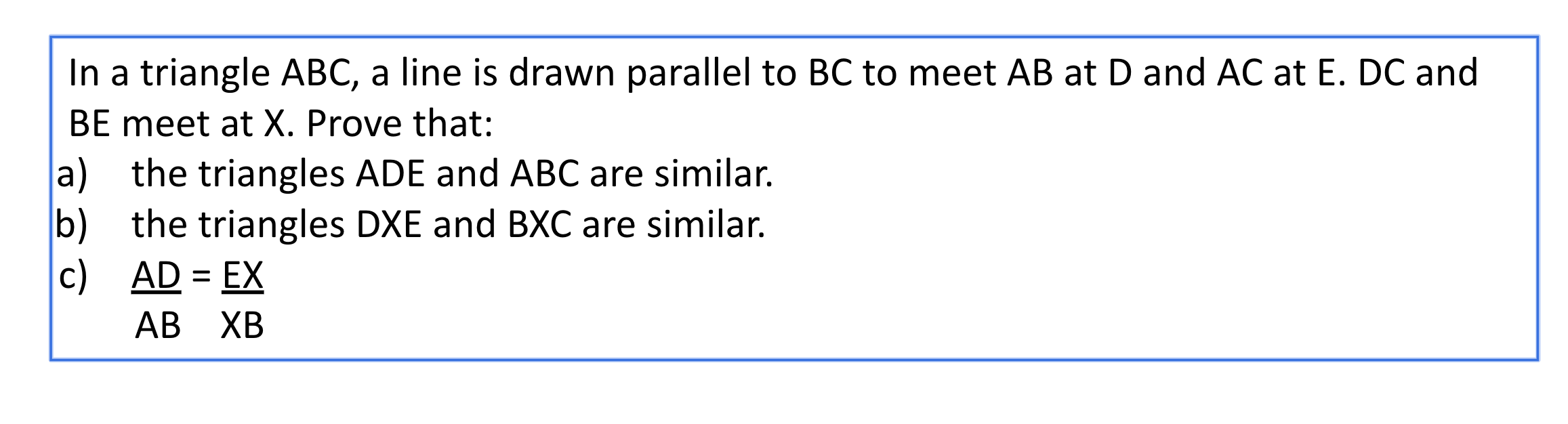 Selesai:In a triangle ABC, a line is drawn parallel to BC to meet AB at ...