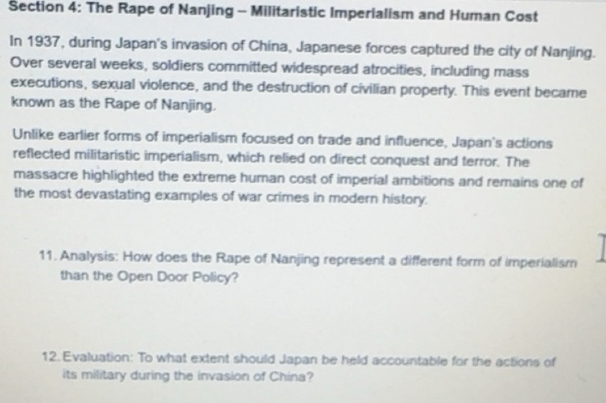 Gelöst:The Rape of Nanjing - Militaristic Imperialism and Human Cost In ...