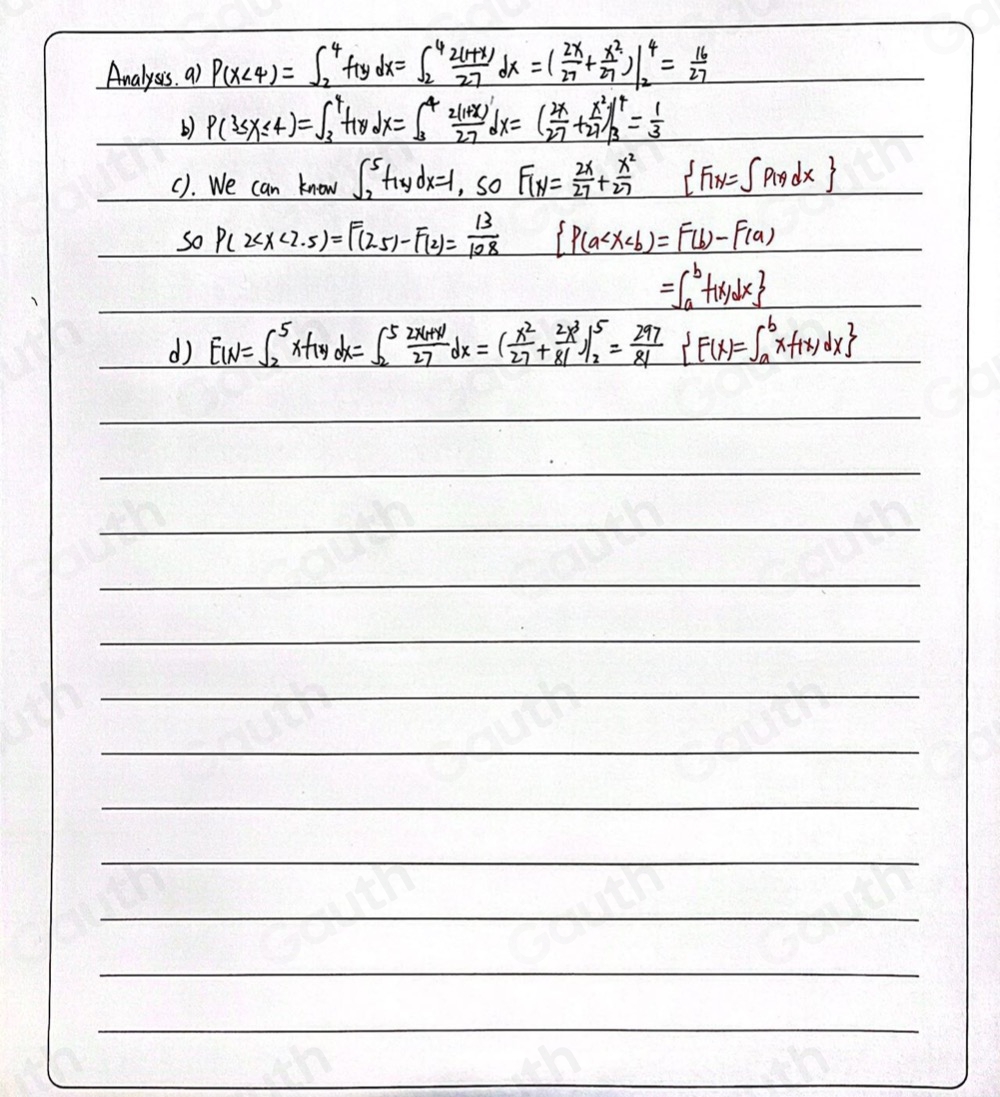 Solved: A continuous random variable X that can assume values between x=2 and x=5 has a density ...