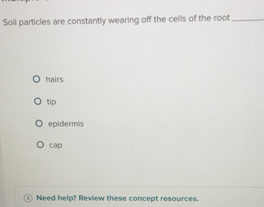 Solved: Soil particles are constantly wearing off the cells of the root ...