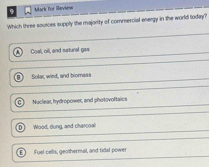 Solved: for Review Which three sources supply the majority of ...