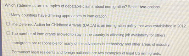 Solved: Which statements are examples of debatable claims about ...