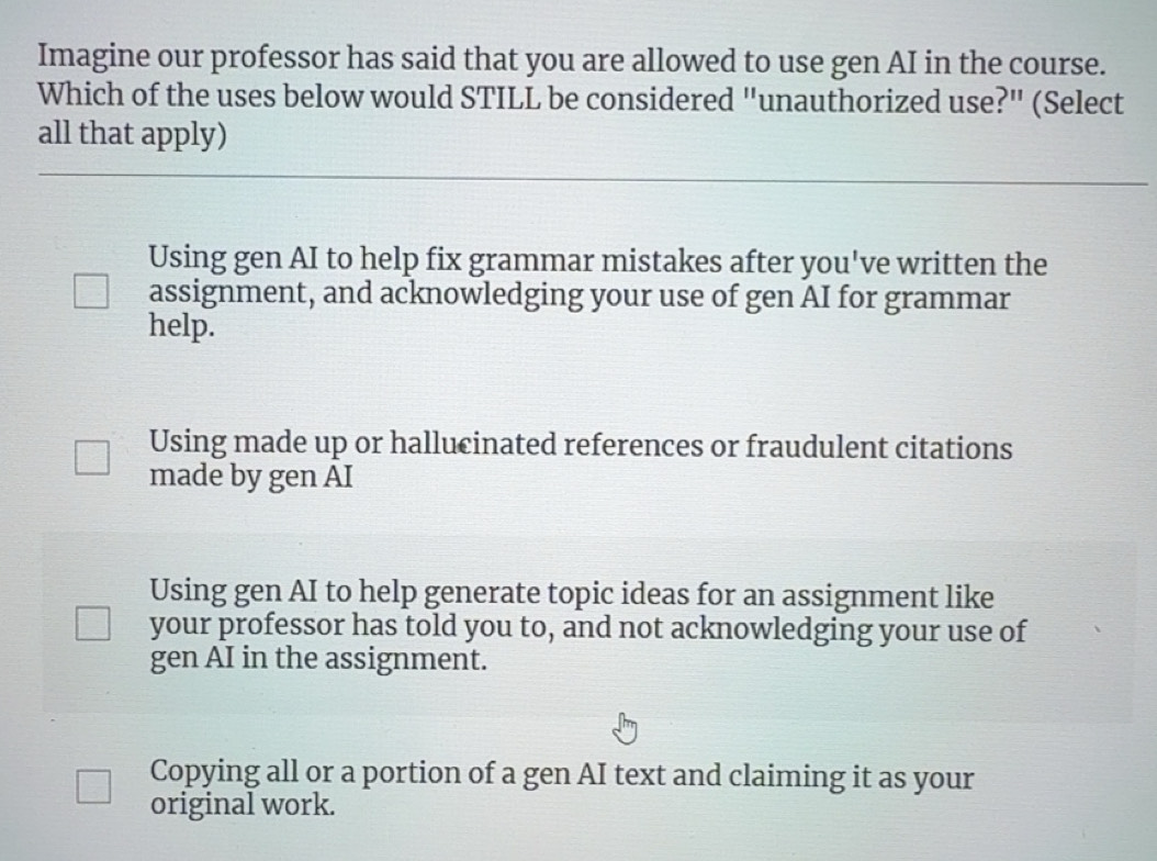 Solved: Imagine our professor has said that you are allowed to use gen ...