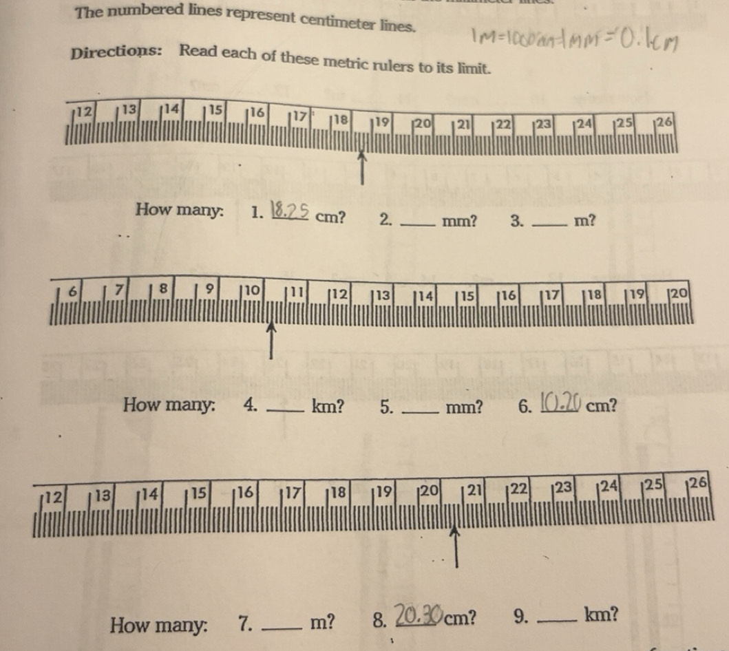 Solved: The numbered lines represent centimeter lines. Directions: Read ...
