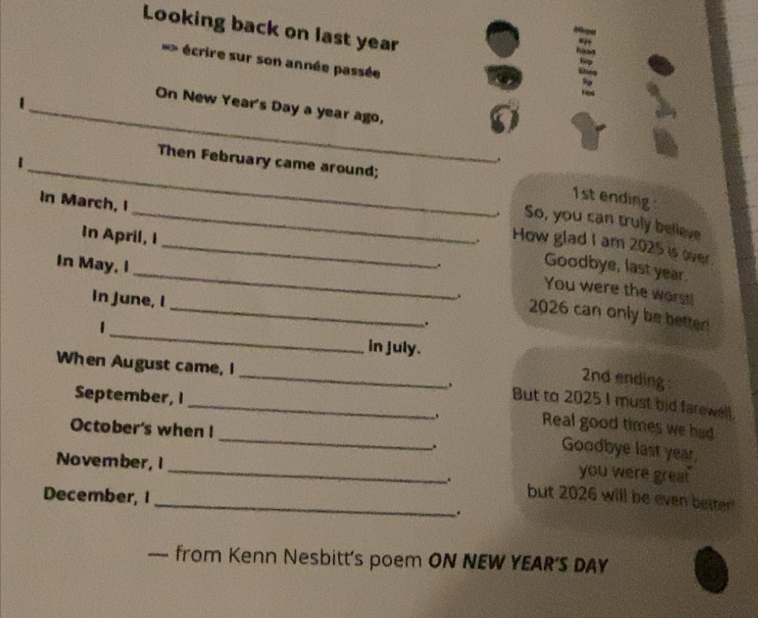 Résolu :Looking back on last year «= écrire sur son année passée _On ...