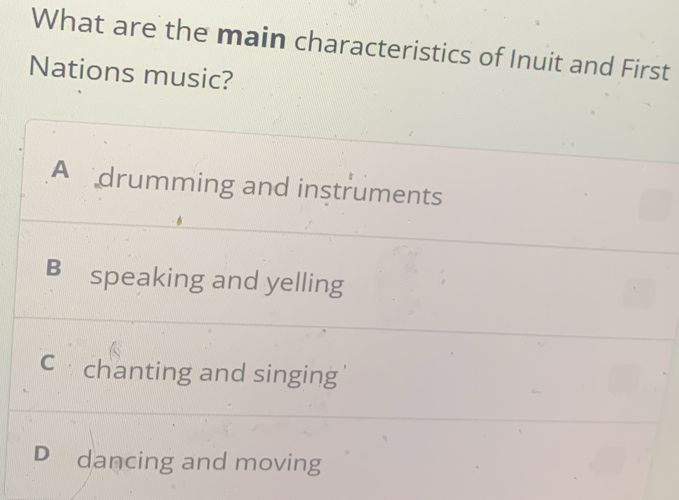 Solved: What are the main characteristics of Inuit and First Nations ...
