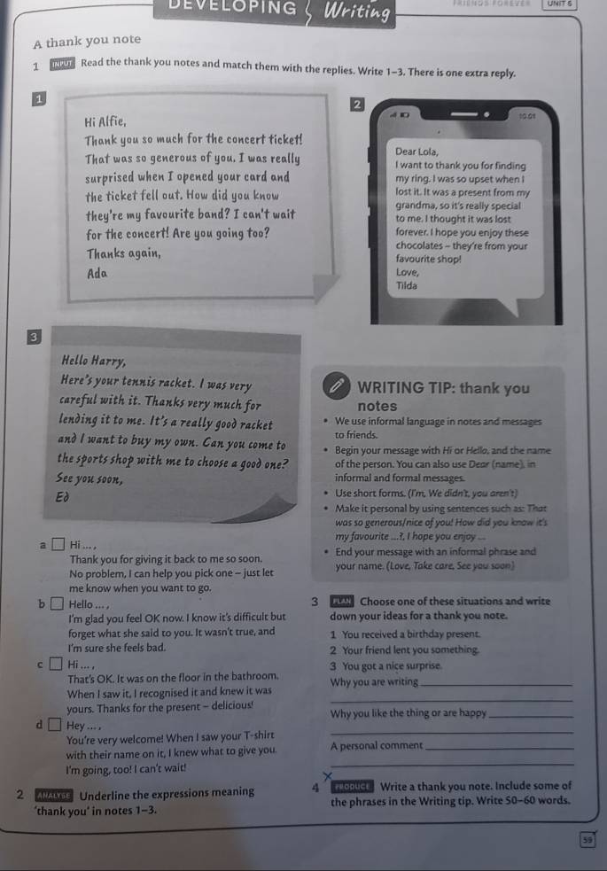 Giải quyết:DEVELOPING Writing A thank you note 1 Read the thank you ...