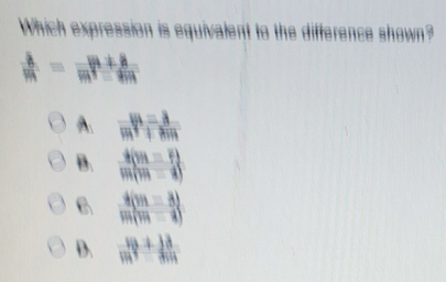 Solved: Which expression is equivalent to the difference shown? frac 5 ...
