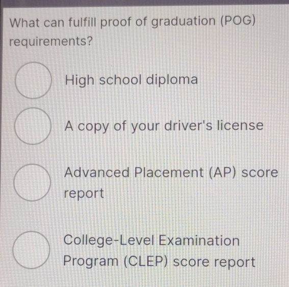 Solved: What can fulfill proof of graduation (POG) requirements? High ...
