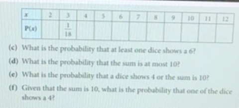 Solved: What is the probability that at least one dice shows a 6? (d ...