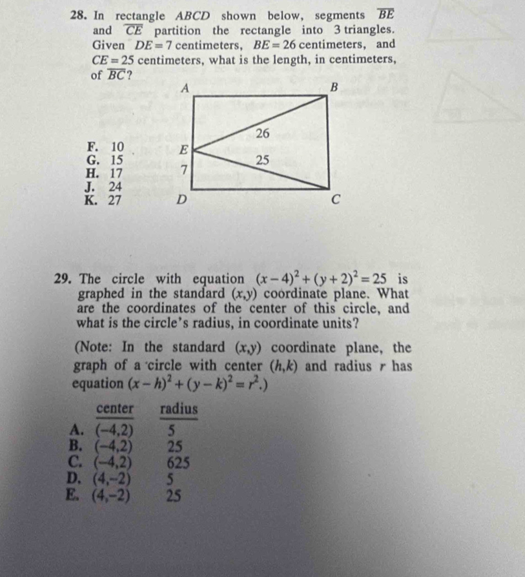 Solved: In rectangle ABCD shown below, segments overline BE and ...
