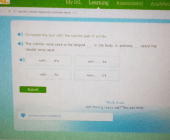 Solved: My IXI, Learning Assessment Analytic E I use the correct ...