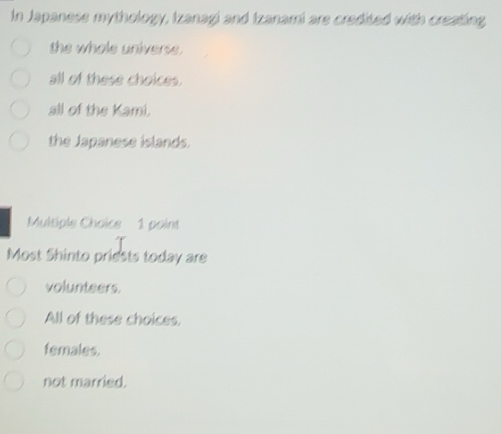 Solved: In Japanese mythology, Izanagi and Izanami are credited with ...