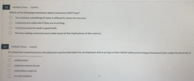 Solved: Which of the following statements about contracts is NOT true ...