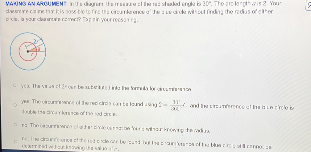 MAKING AN ARGUMENT In the diagram, the measure of the red shaded angle ...