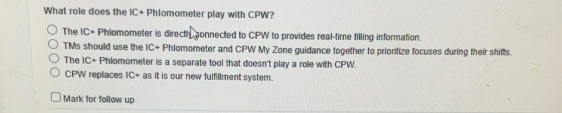 Solved: What role does the IC+ Phlomometer play with CPW? The IC+ TMs ...