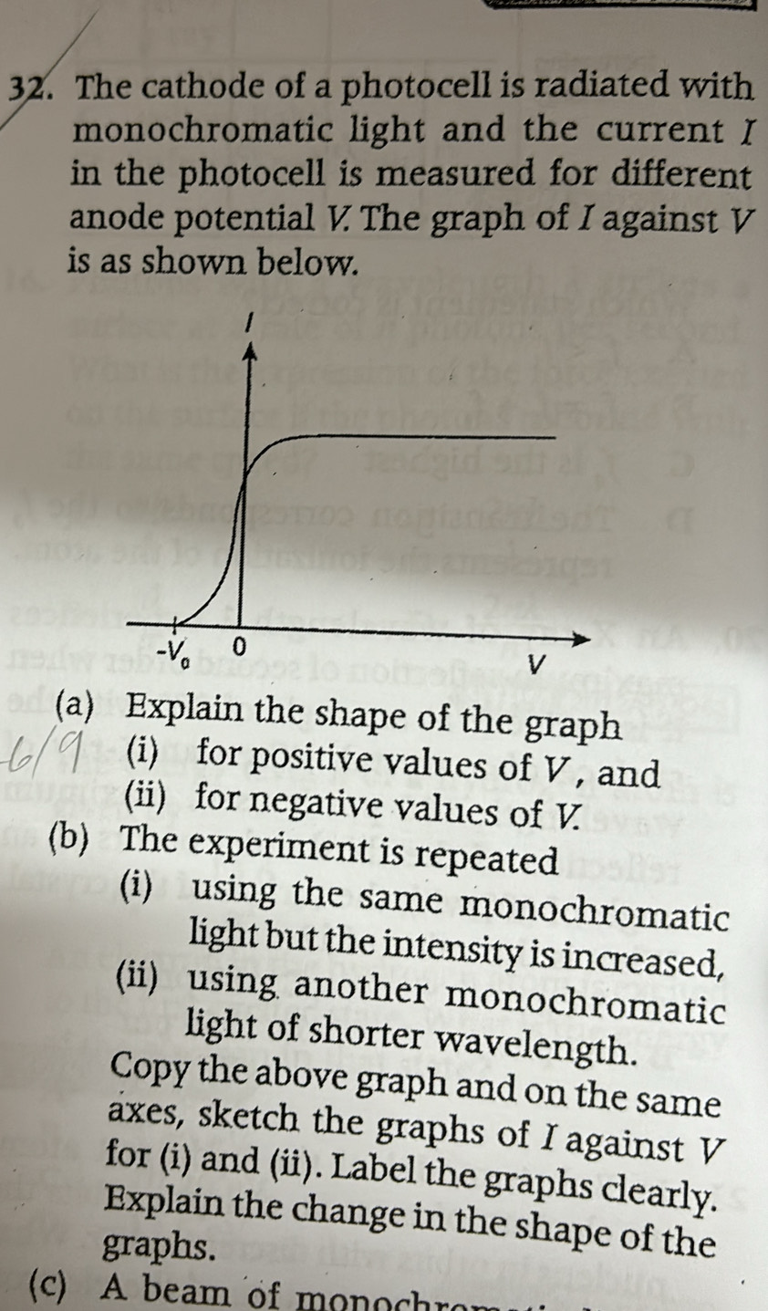 Selesai:The cathode of a photocell is radiated with monochromatic light ...