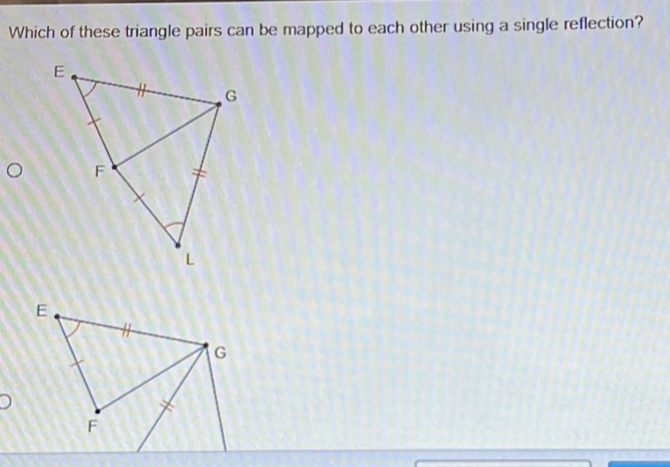 Solved: Which of these triangle pairs can be mapped to each other using a single reflection? [Math]