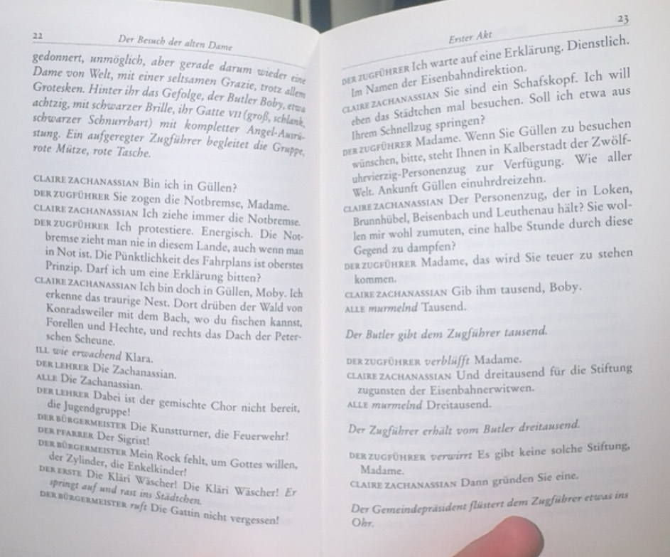 Gelöst:23 2 2 Erster Akt Der Besuch der alten Dame gedonnert, unmöglich ...