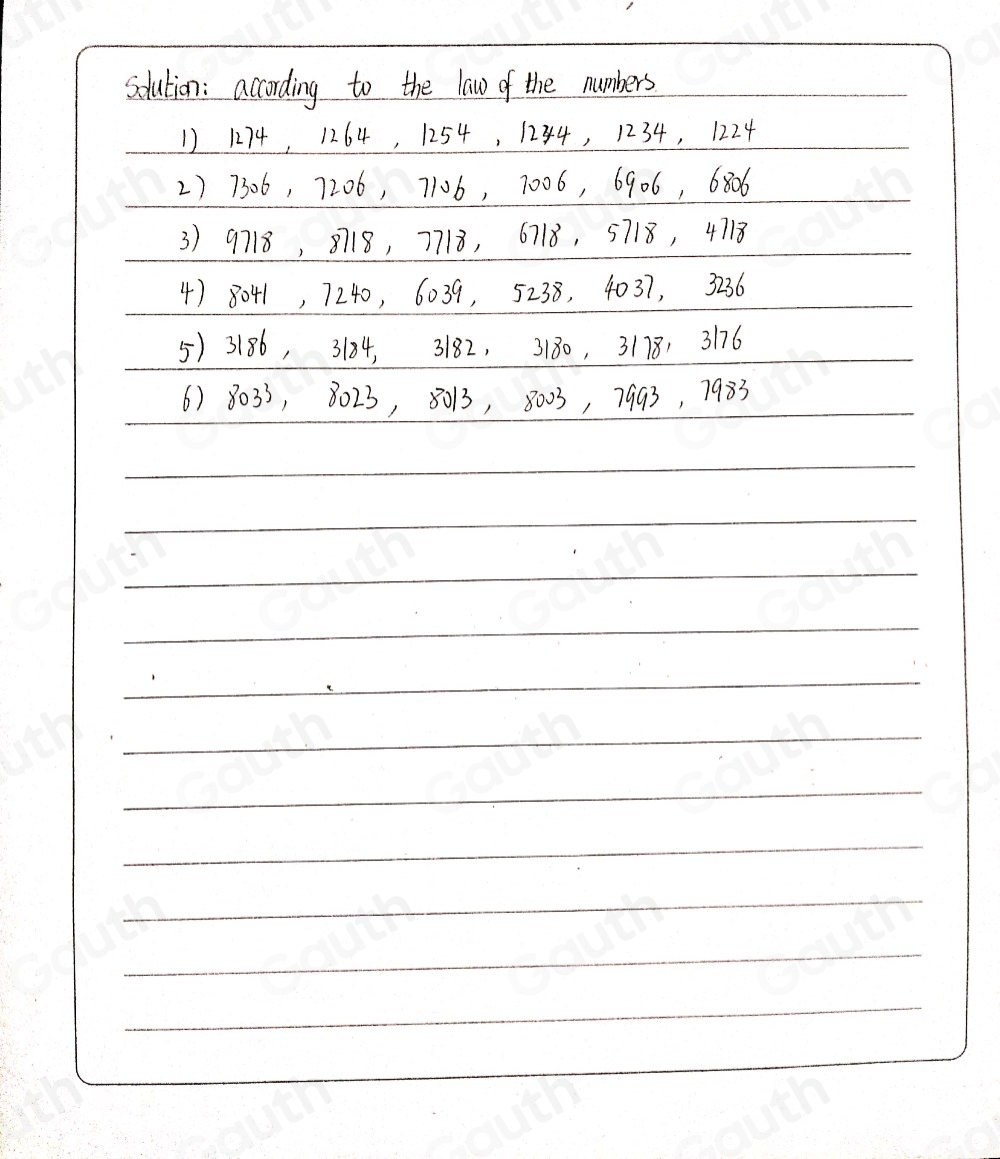 Solved: Count backwards and fill in the missing numbers. 1224 _ 1274 ...