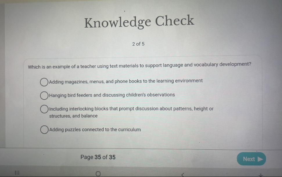 Solved: Knowledge Check 2 of 5 Which is an example of a teacher using ...
