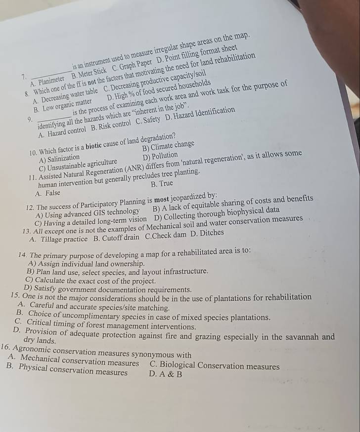 Résolu :is an instrument used to measure irregular shape areas on the ...