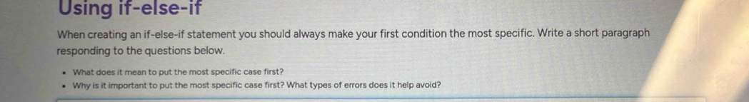 Solved: Using if-else-if When creating an if-else-if statement you ...