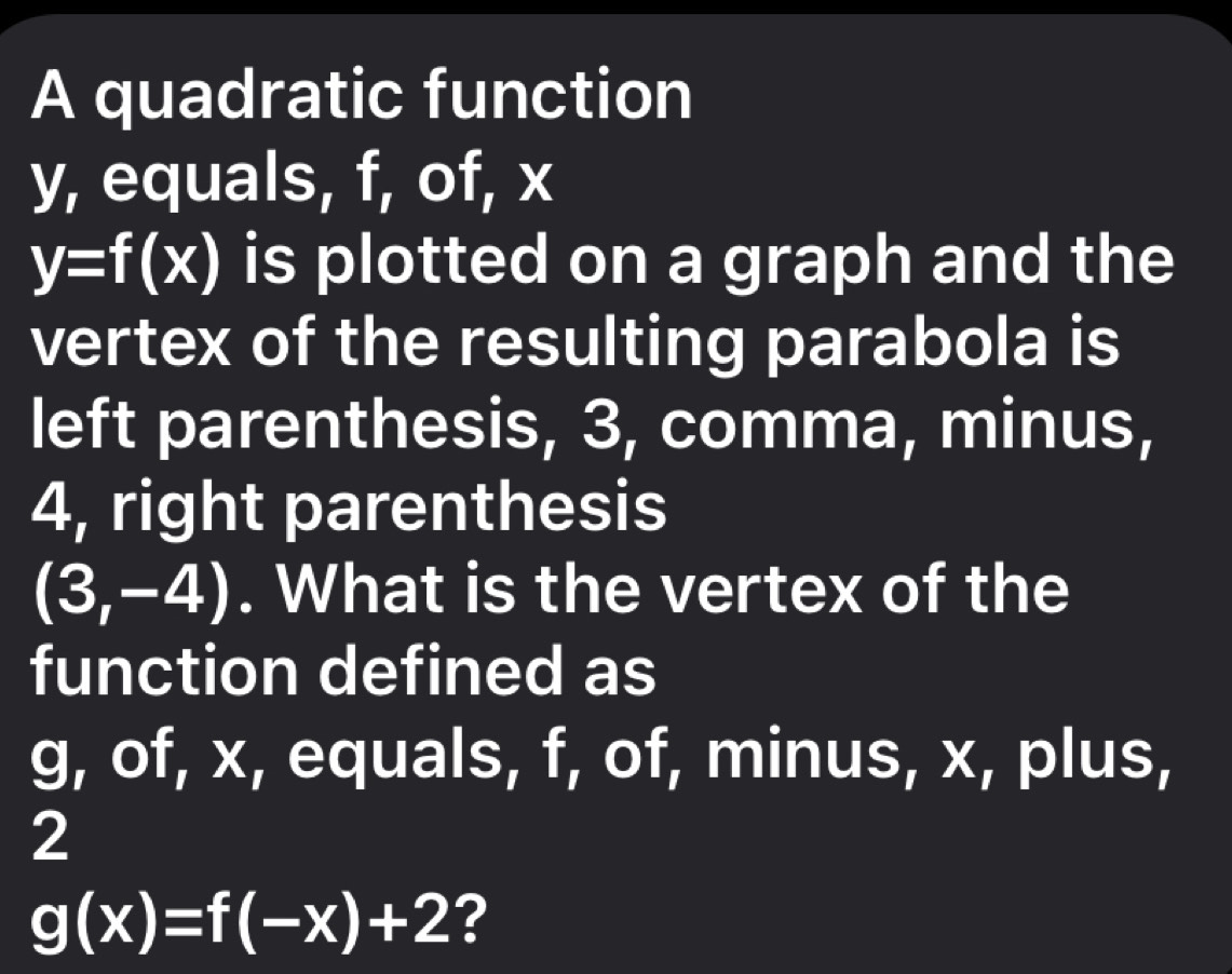 Solved: A quadratic function y_1 equals, f, of, x y=f(x) is plotted on ...