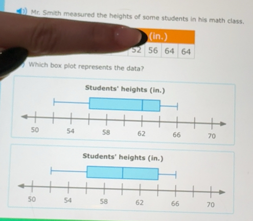 Solved: Mr. Smith measured the heights of some students in his math ...