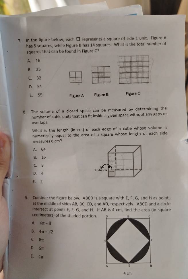 Solved: In the figure below, each represents a square of side 1 unit ...