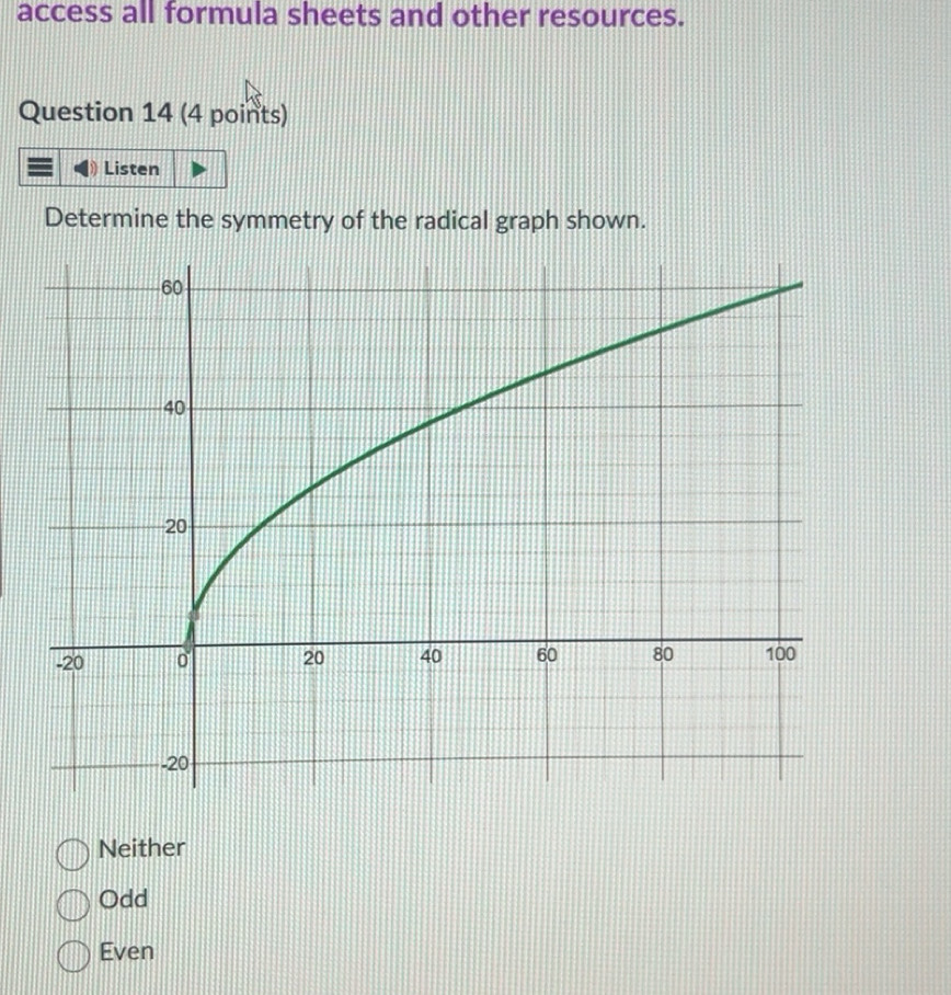 Solved: access all formula sheets and other resources. Question 14 (4 ...