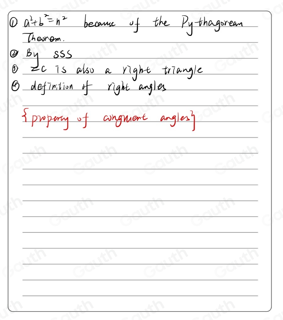 Solved: Given: ABC with a^2+b^2=c^2 and right DEF Complete the missing ...