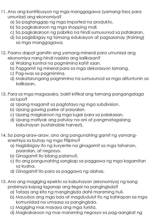Solved: Ano ang kontribusyon ng mga manggagawa (yamang-tao) para ...