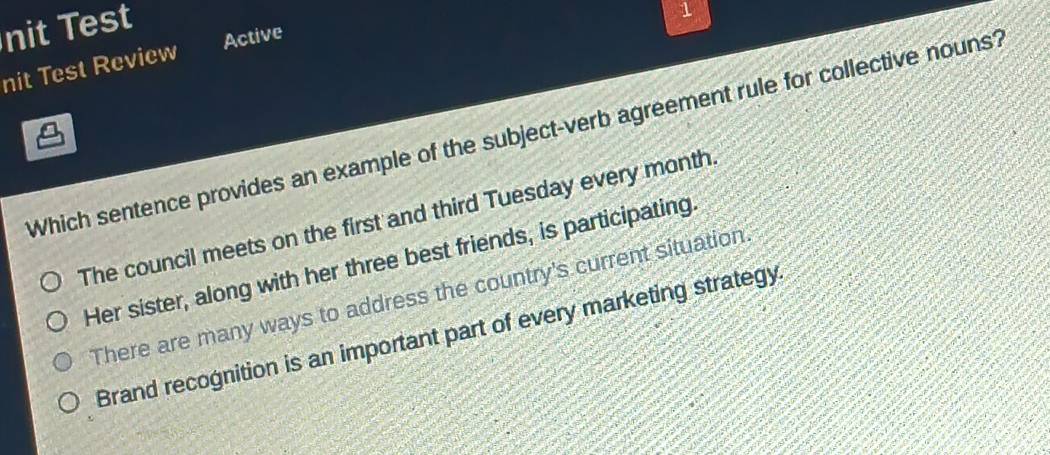 Solved: nit Test 1 nit Test Review Active Which sentence provides an ...