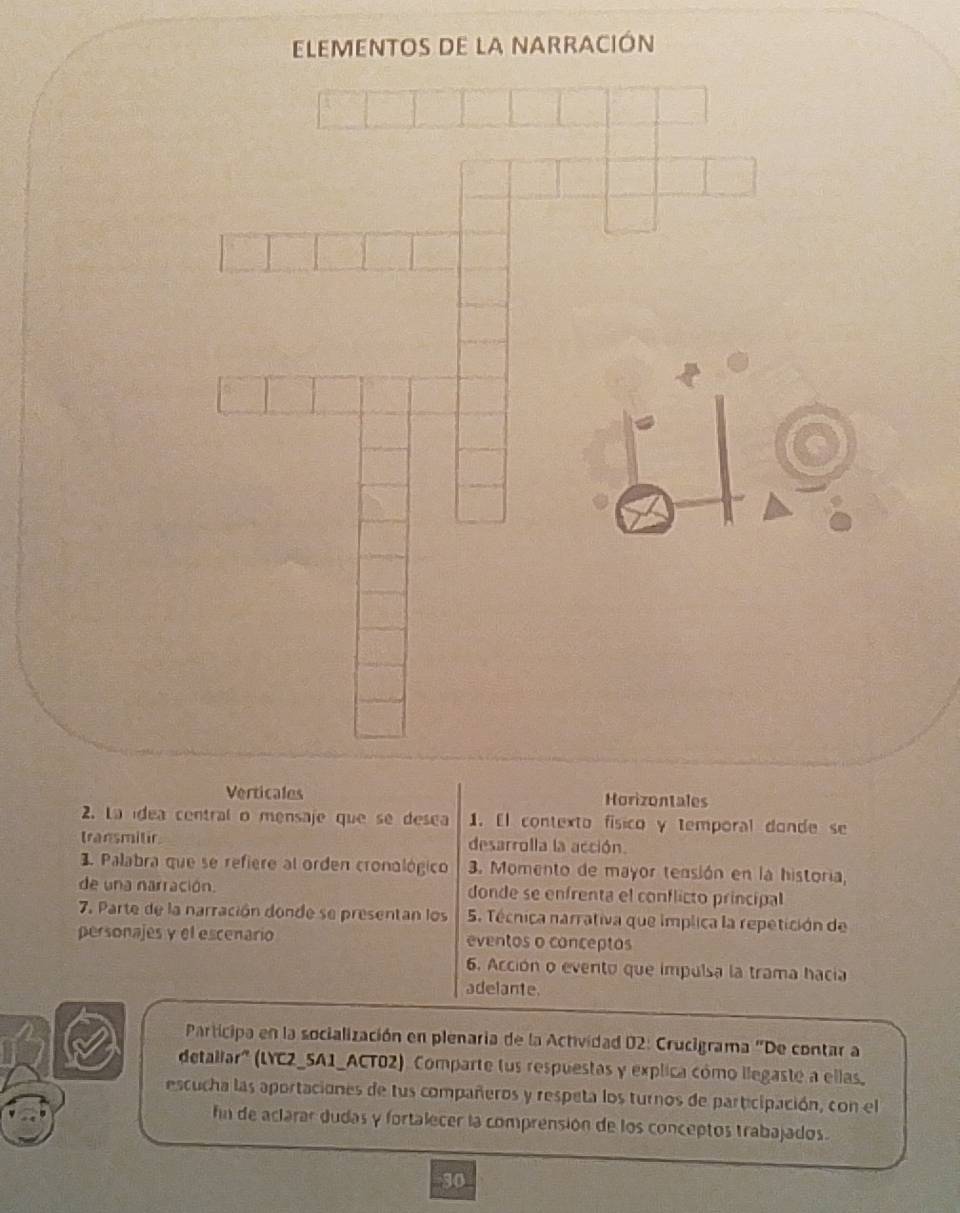Resuelto:ElEMENtos de la narración Verticales Horizontales 2. La idea ...