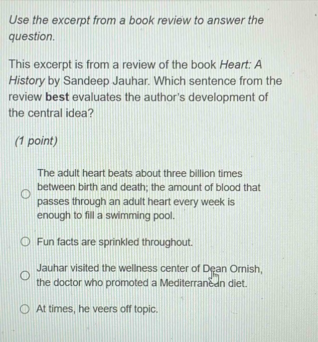 Solved: Use the excerpt from a book review to answer the question. This ...
