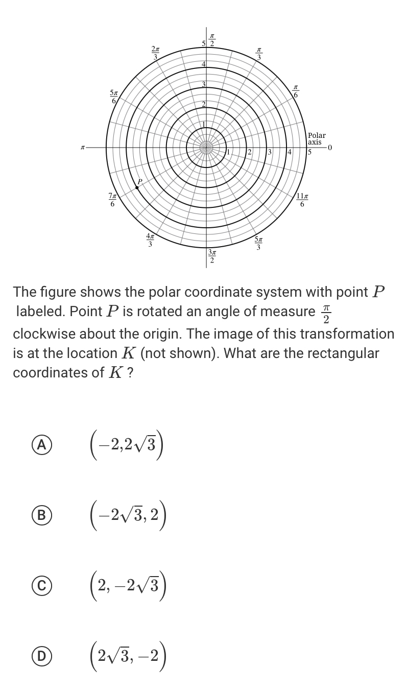 Solved: The figure shows the polar coordinate system with point P labeled. Point P is rotated an ...