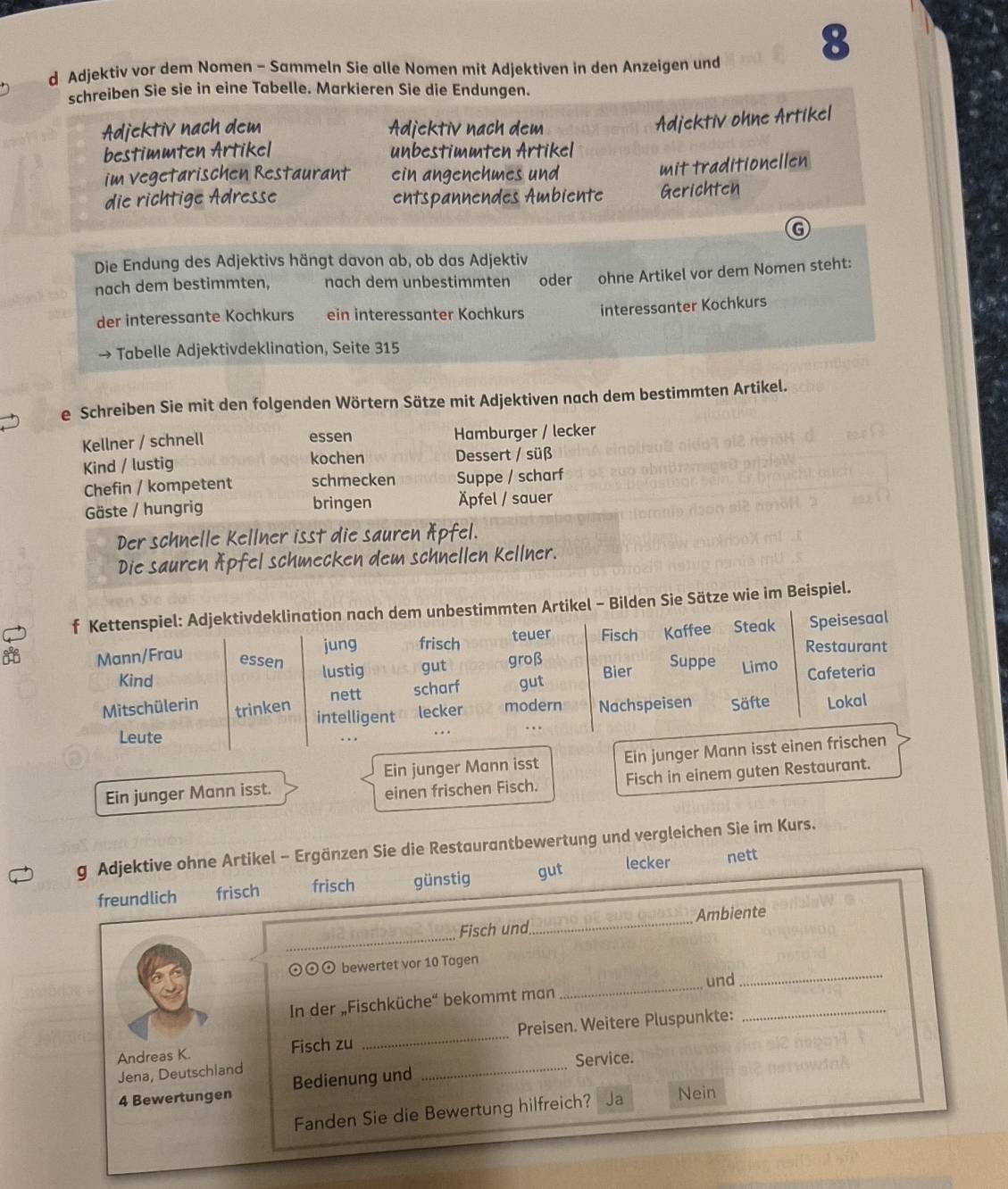 Gelöst:Adjektiv vor dem Nomen - Sammeln Sie alle Nomen mit Adjektiven ...