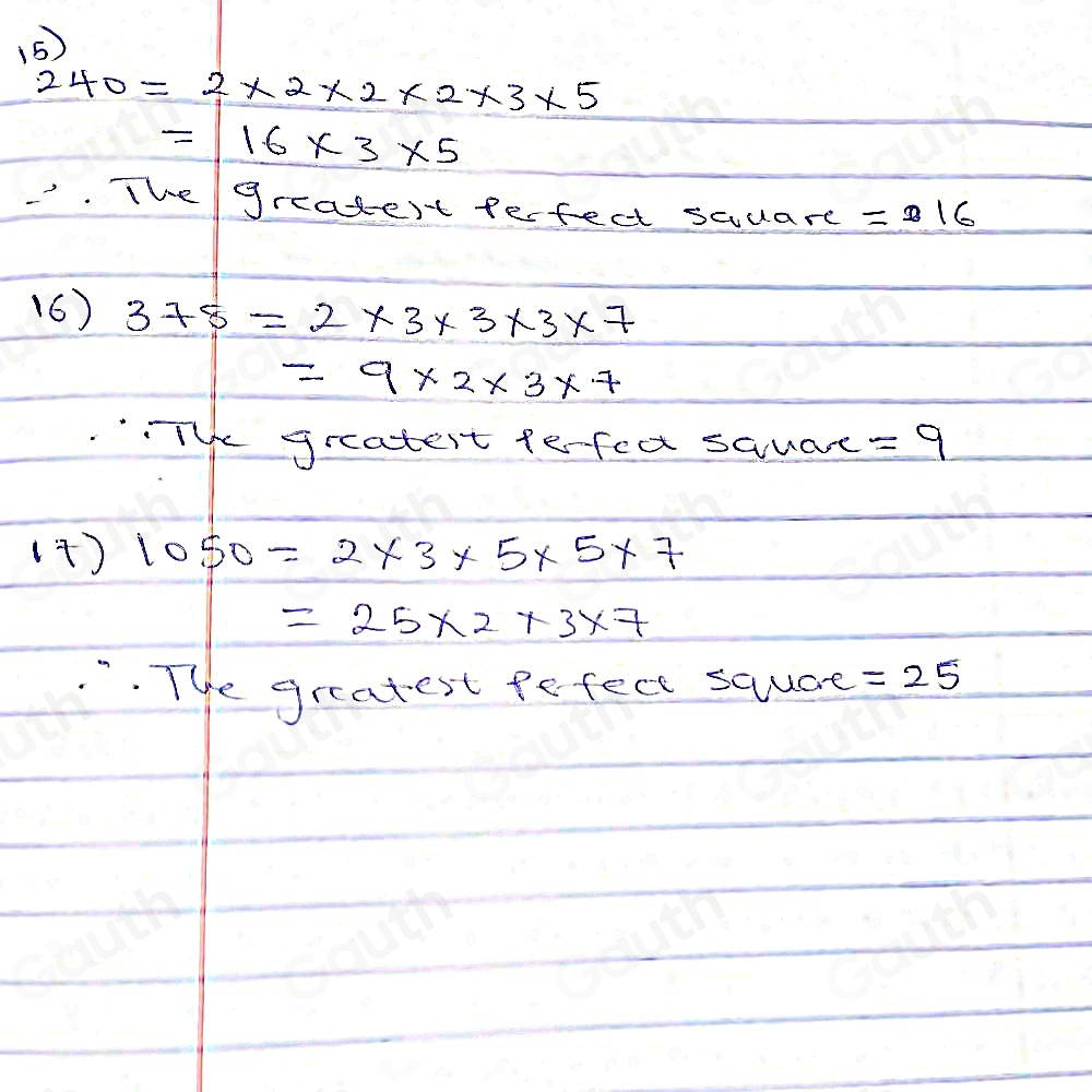 Solved: Find the greatest perfect square that is a factor of the number ...
