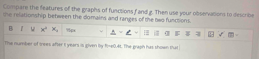 Solved: Compare the features of the graphs of functions f and g. Then ...